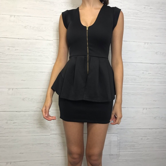 Snap | Dresses | Snap Zip Front Peplum Dress | Poshmark